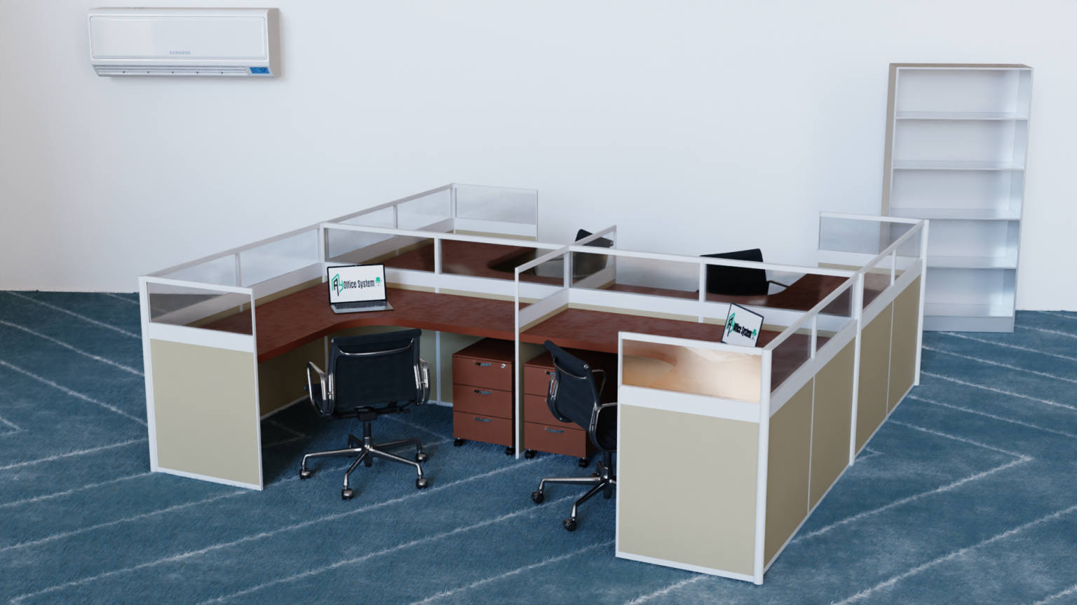 L SHAPE OFFICE WORKSTATION - L106 - AY Office System