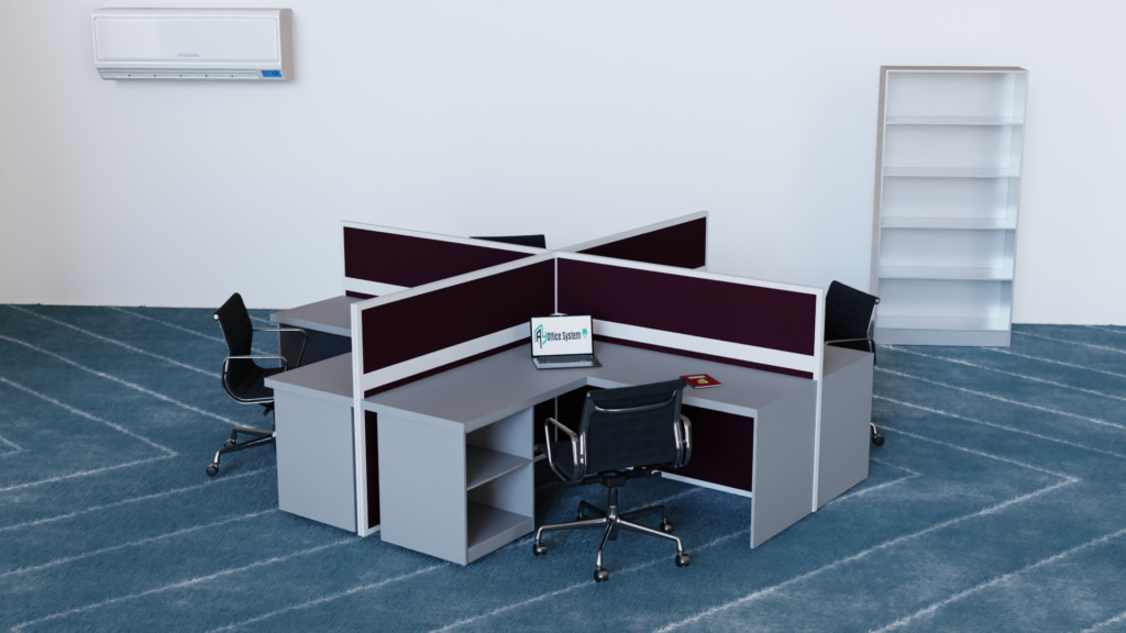 L SHAPE OFFICE WORKSTATION - L104 - AY Office System