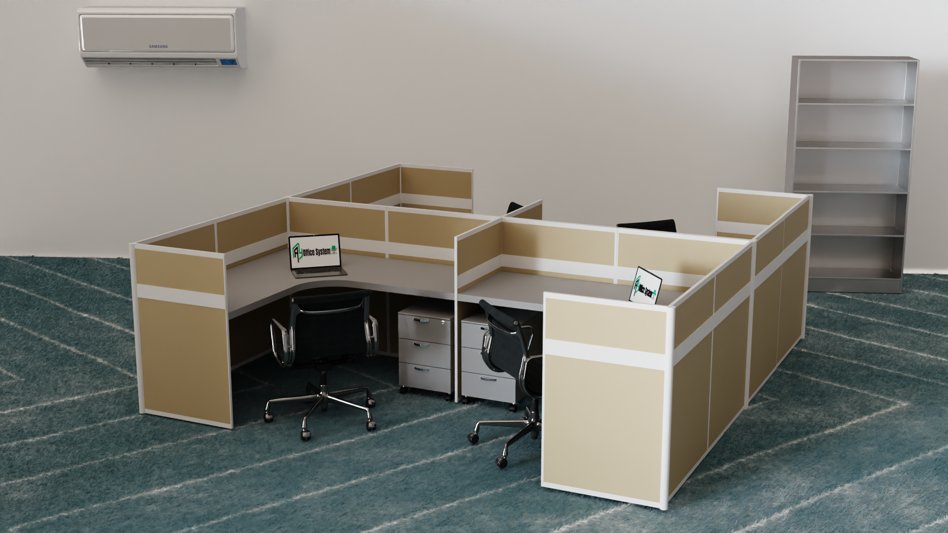 L SHAPE OFFICE WORKSTATION - L105 - AY Office System