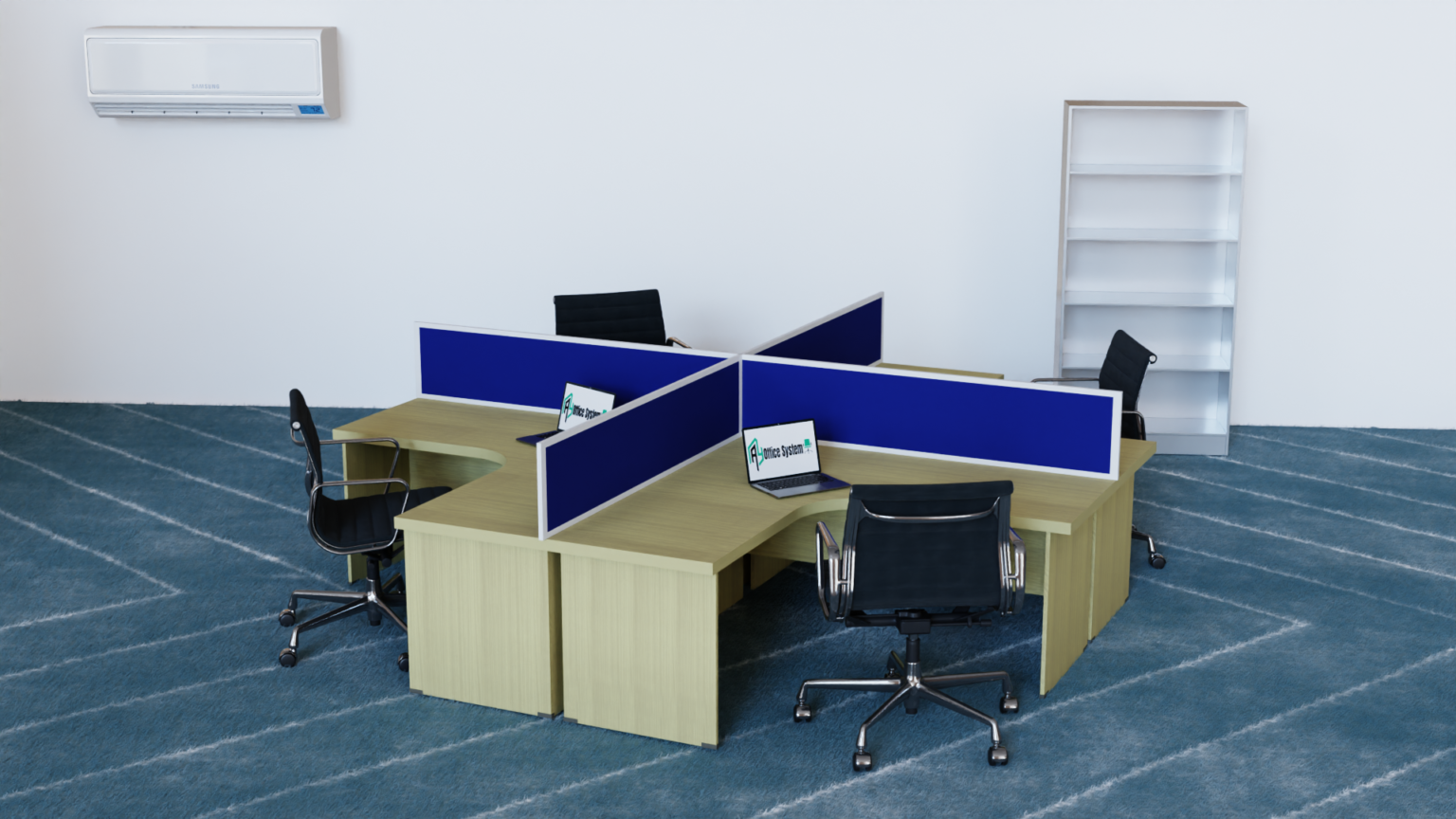 L SHAPE OFFICE WORKSTATION - L4 - AY Office System