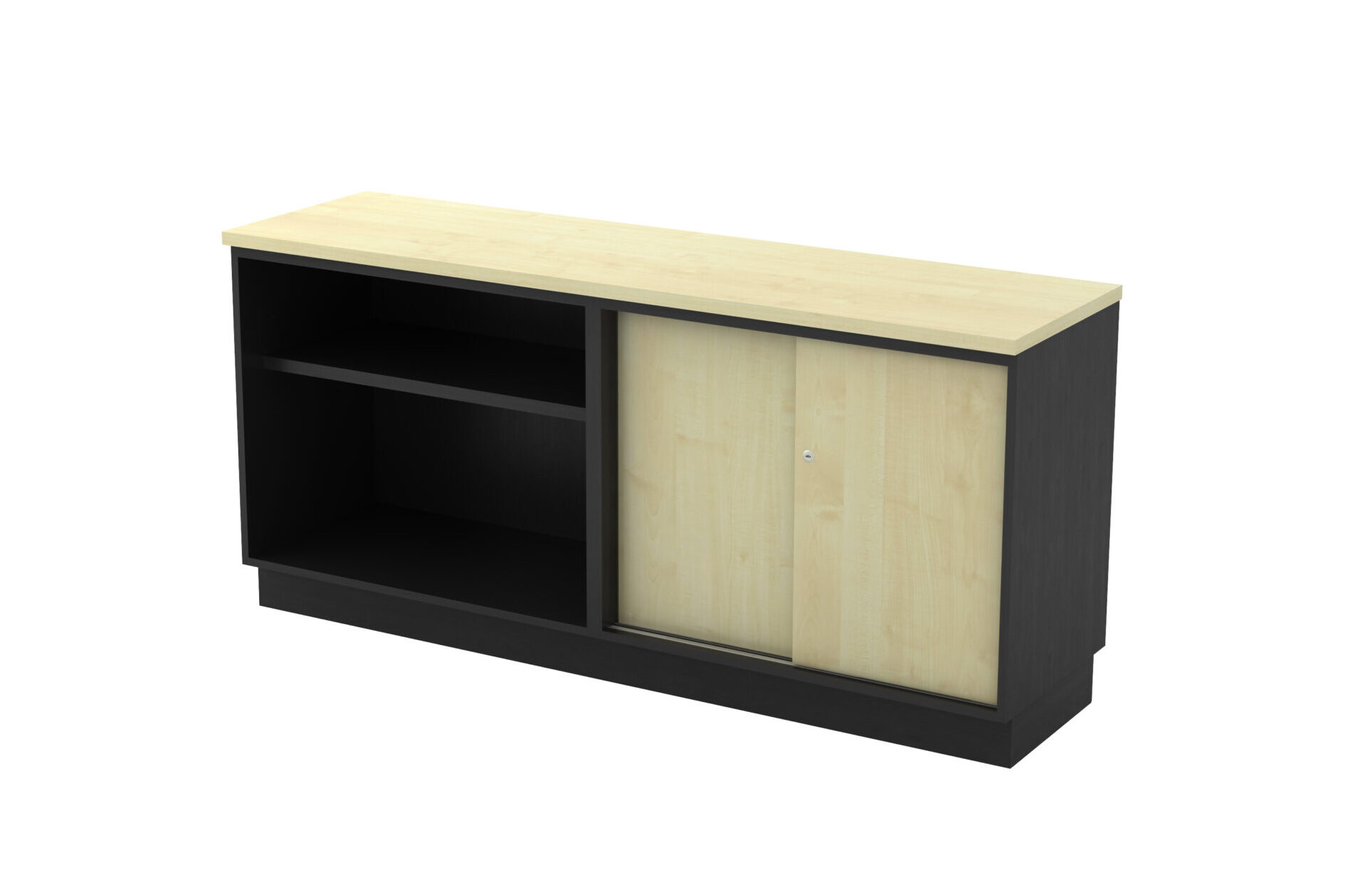 Open Shelf + Sliding Door Side Cabinet | V-T-YOS 7160
